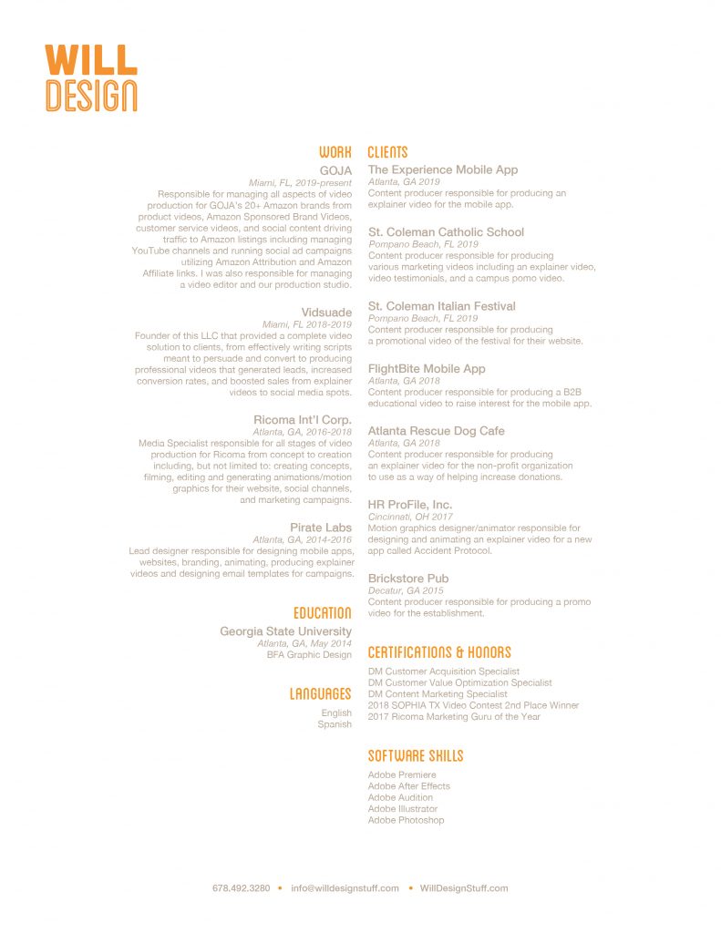 Resume | Will Design